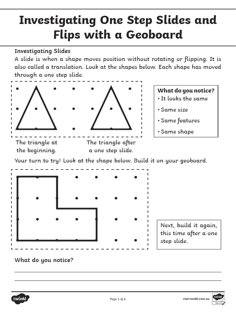 Au N 2548733 Investigating One Step Slides and Flips Year 2 Activity ...