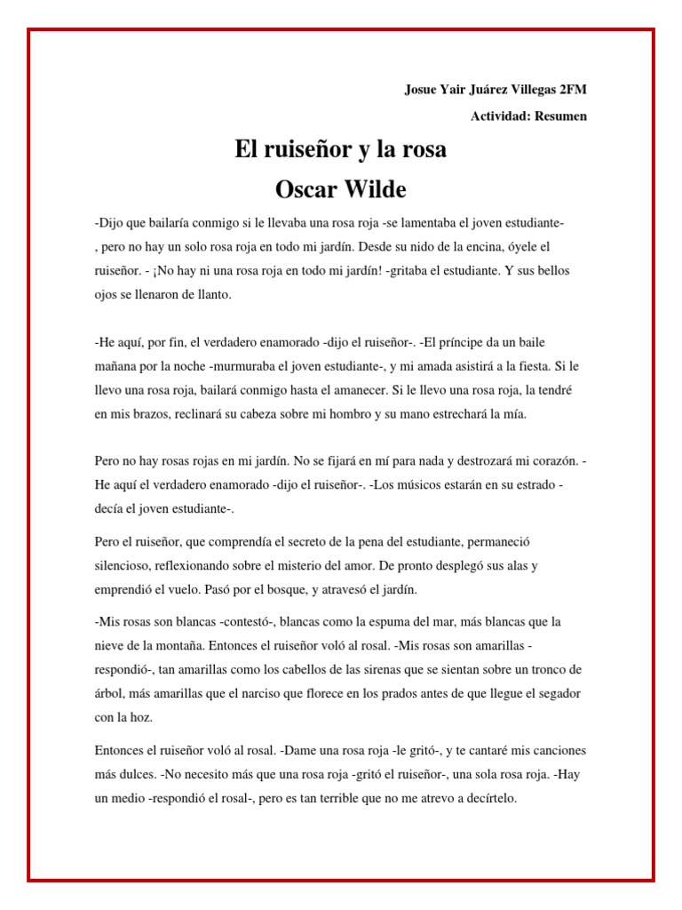 El Ruiseñor y La Rosa Actividad | PDF | Rosa