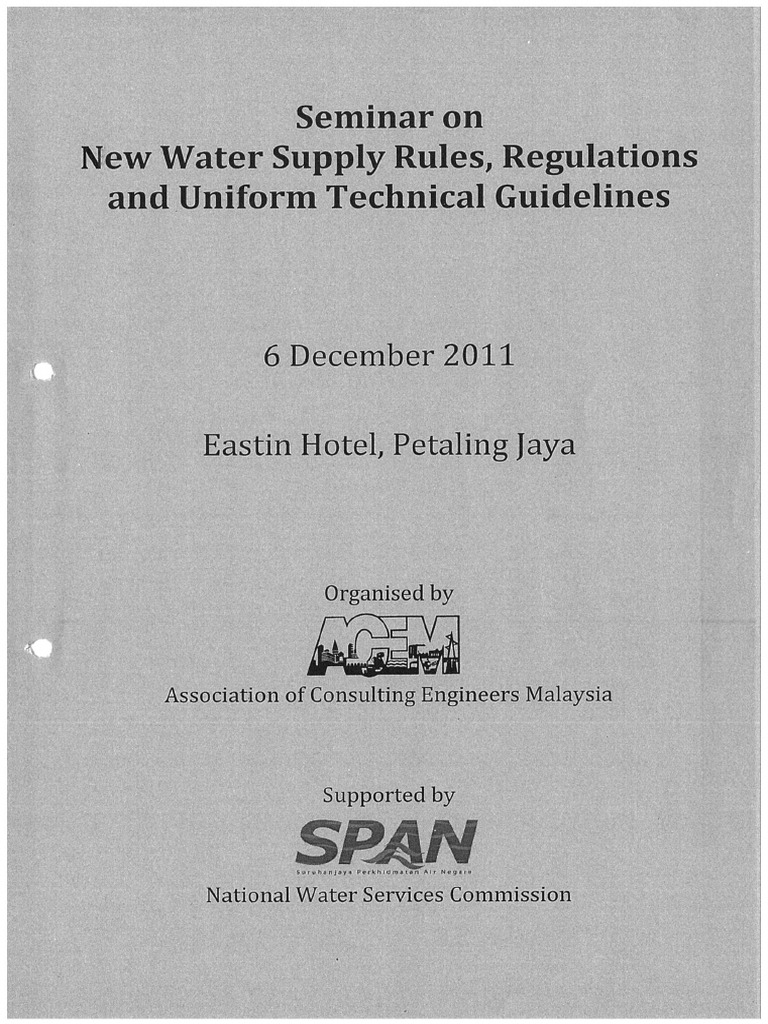 New Water Supply Rules, Regulations & Uniform Technical Guidelines | PDF