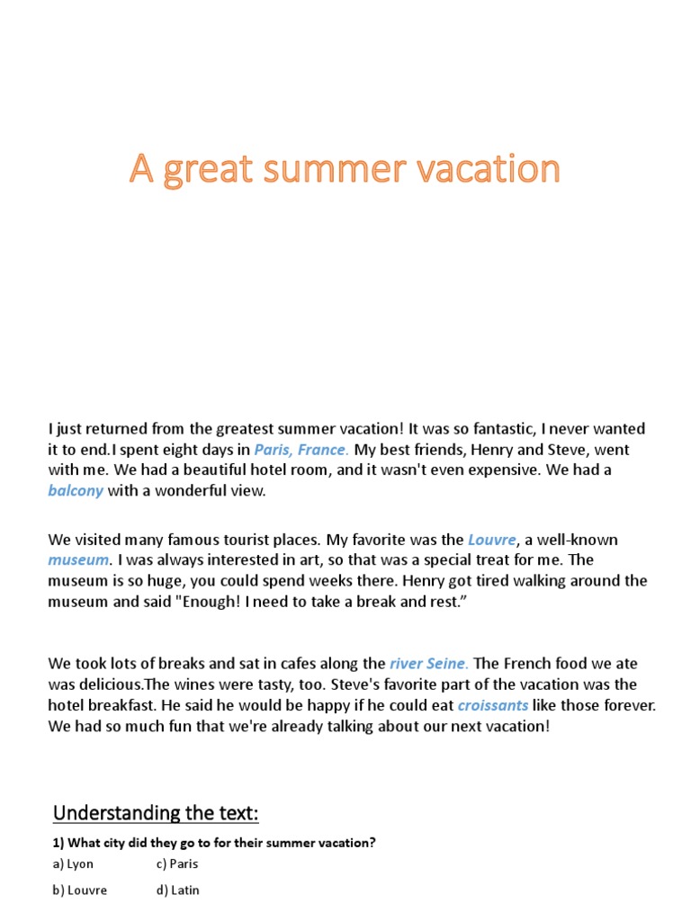 A Great Summer Vacation | PDF