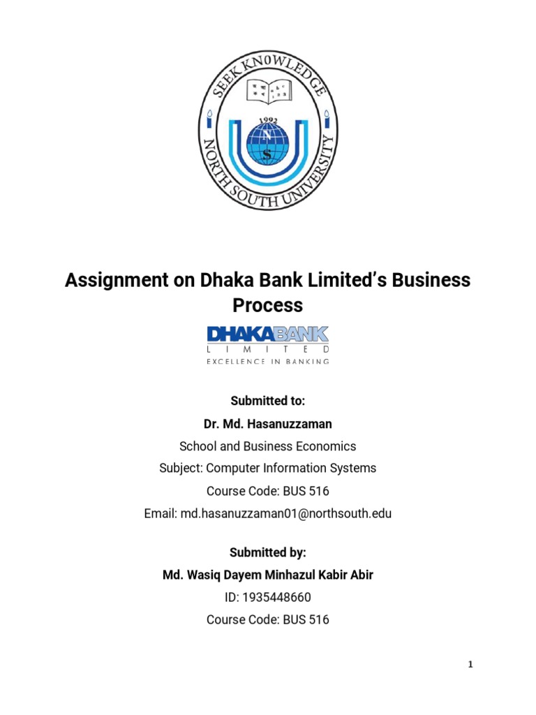 Assignment On Dhaka Bank Limited | PDF | Banks | Loans