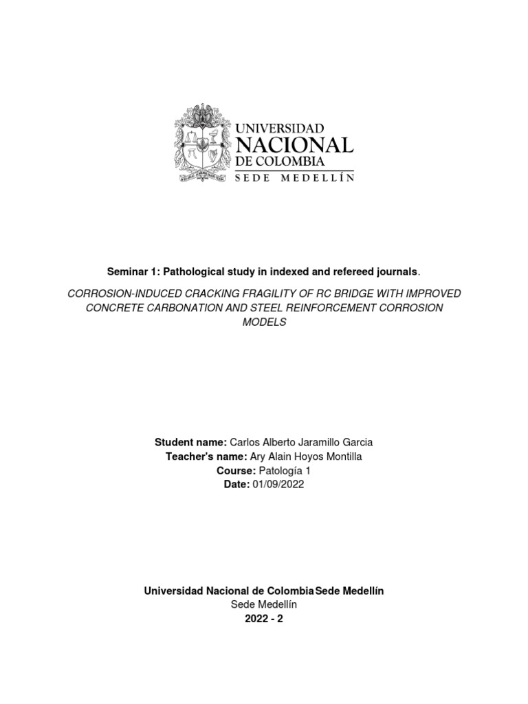 Carlos Alberto Jaramillo Garcia Seminario1 | PDF | Corrosion | Concrete Carlos Alberto Jaramillo Garcia Seminario1 | PDF | Corrosion | Concrete