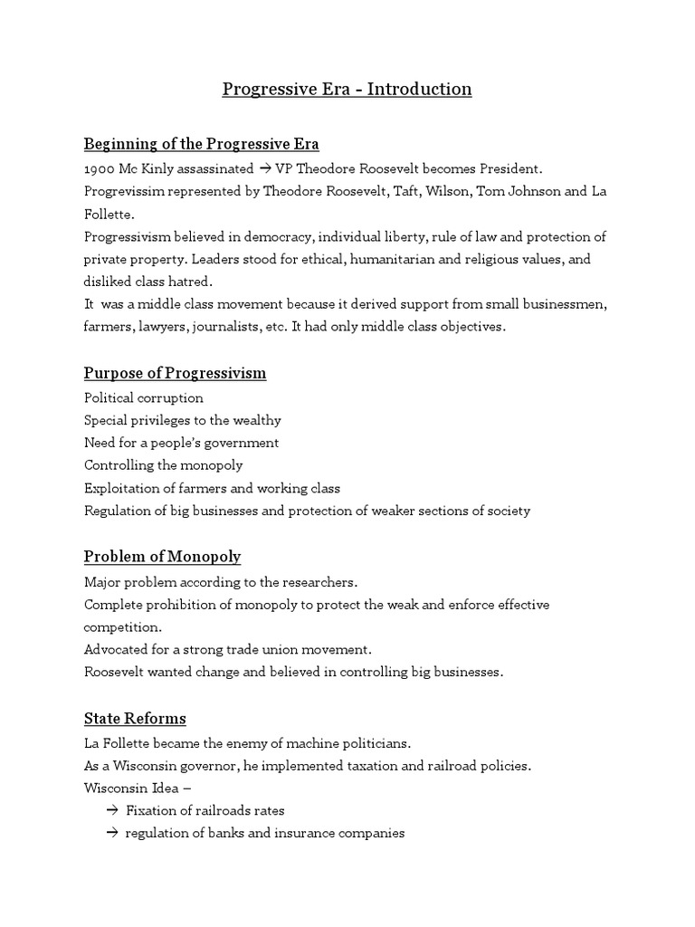 Progressive Era - Introduction | PDF