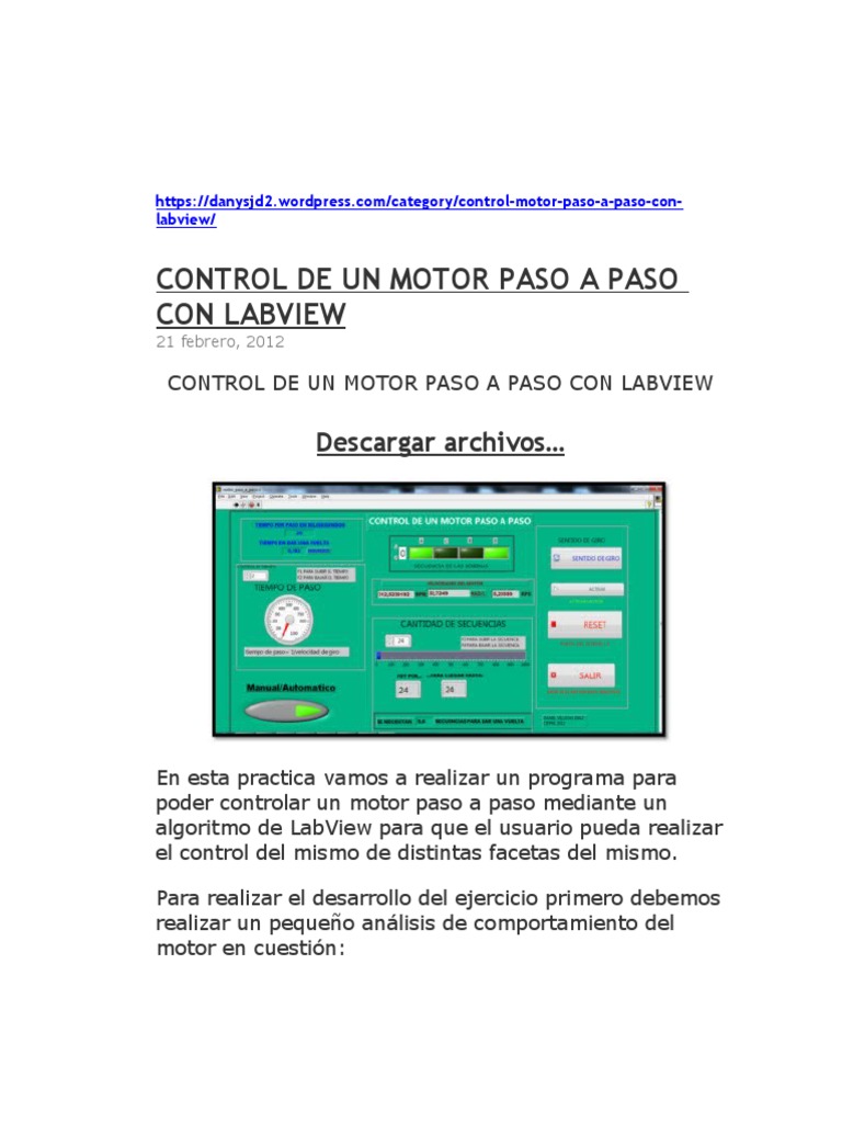 Control de Motor Paso A Paso en Lab View | PDF | Ingeniería Informática ...