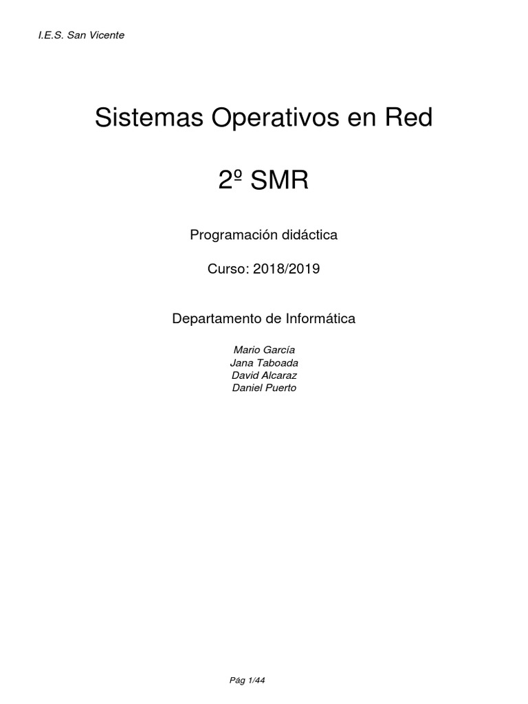 Programación IESSV 2018-19 2º SMR - Sistemas Operativos en Red | PDF | Directorio Activo ...