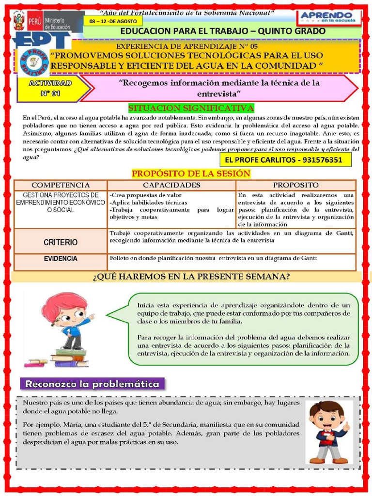 Experiencia de Aprendizaje N°05 - Actividad #01 - Ept - 5to Grado - 00001 | PDF