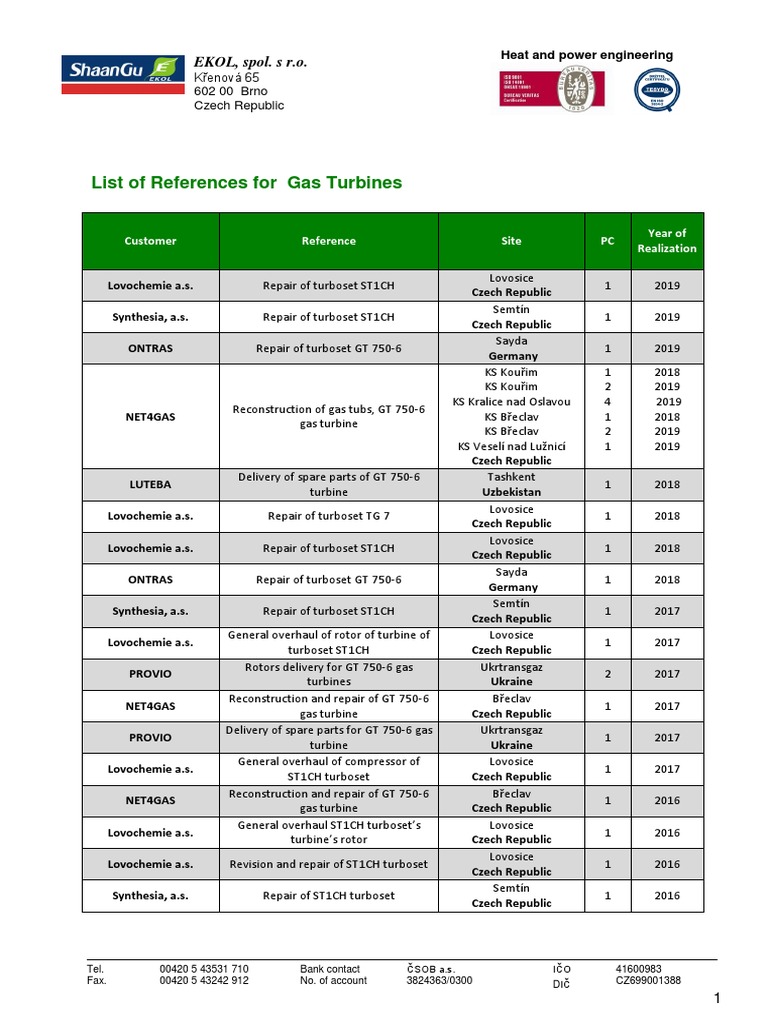 EKOL References GT | PDF | Gas Turbine | Turbine
