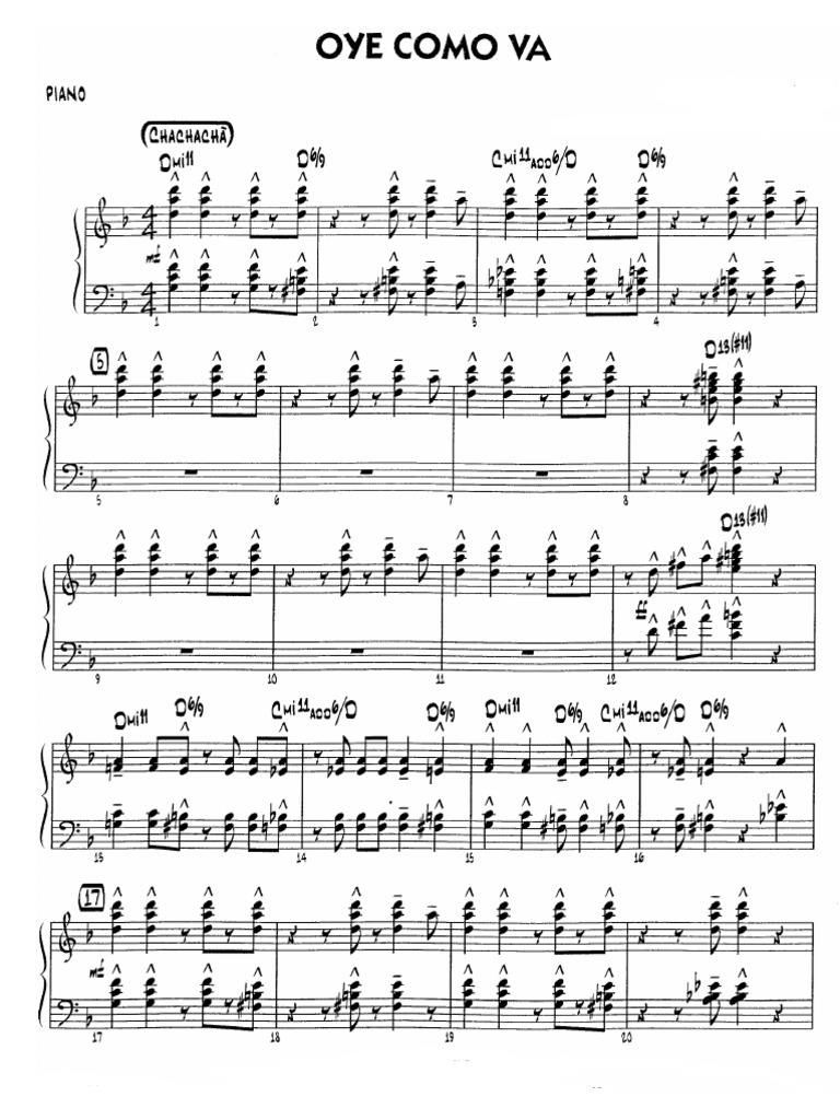 Oye Como Va - Piano | PDF