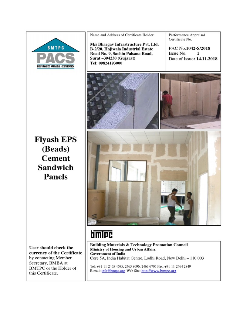 Sandwitched Fly Ash Panel | PDF | Concrete | Cement