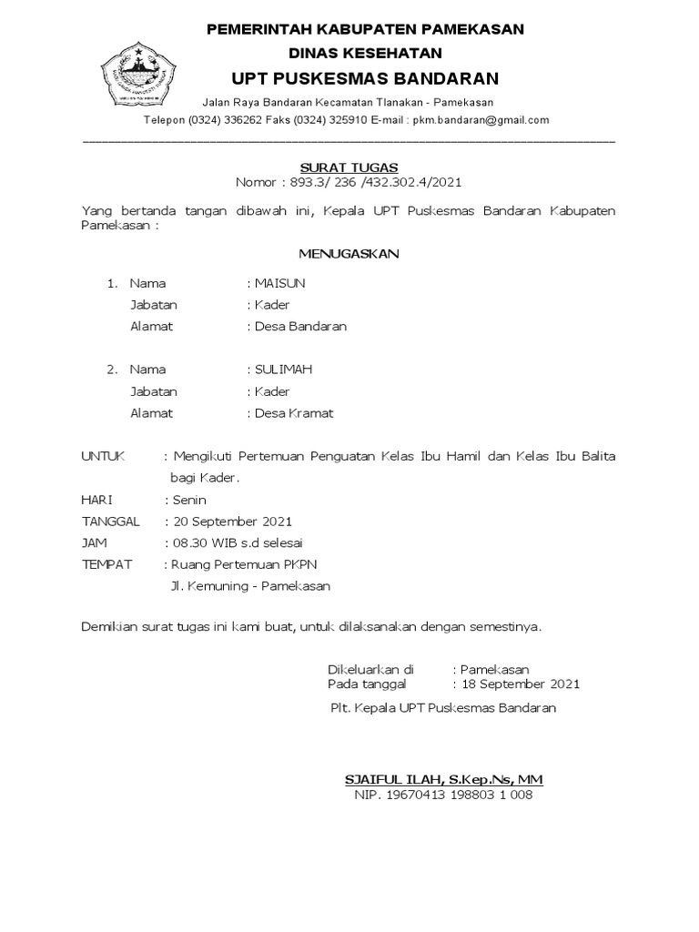 Surat Tugas Kop Baru Tahun 2021 | PDF