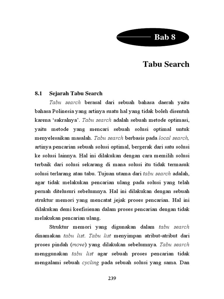 Tabu Search: Sejarah dan Algoritma | PDF