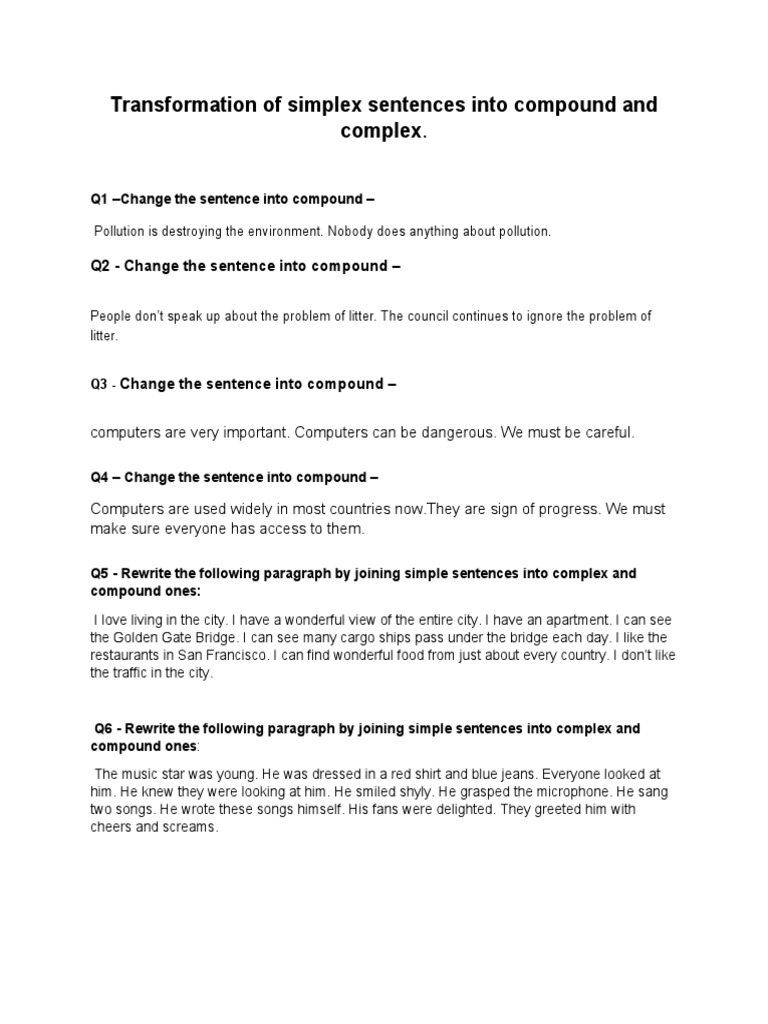 Sentence Transformation Guide | PDF