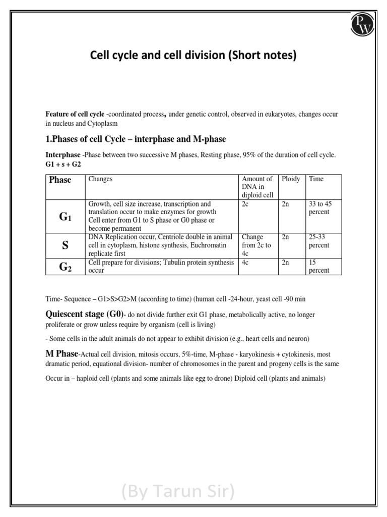 Cell Cycle and Division Overview | PDF | Meiosis | Mitosis