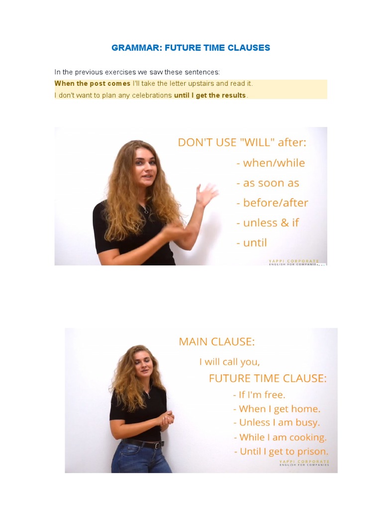 01 - Grammar - Future Time Clauses | PDF | Sentence (Linguistics ...