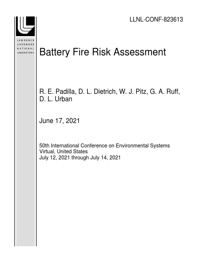 Battery Fire Risk Assessment | PDF | Combustion | Carbon Dioxide