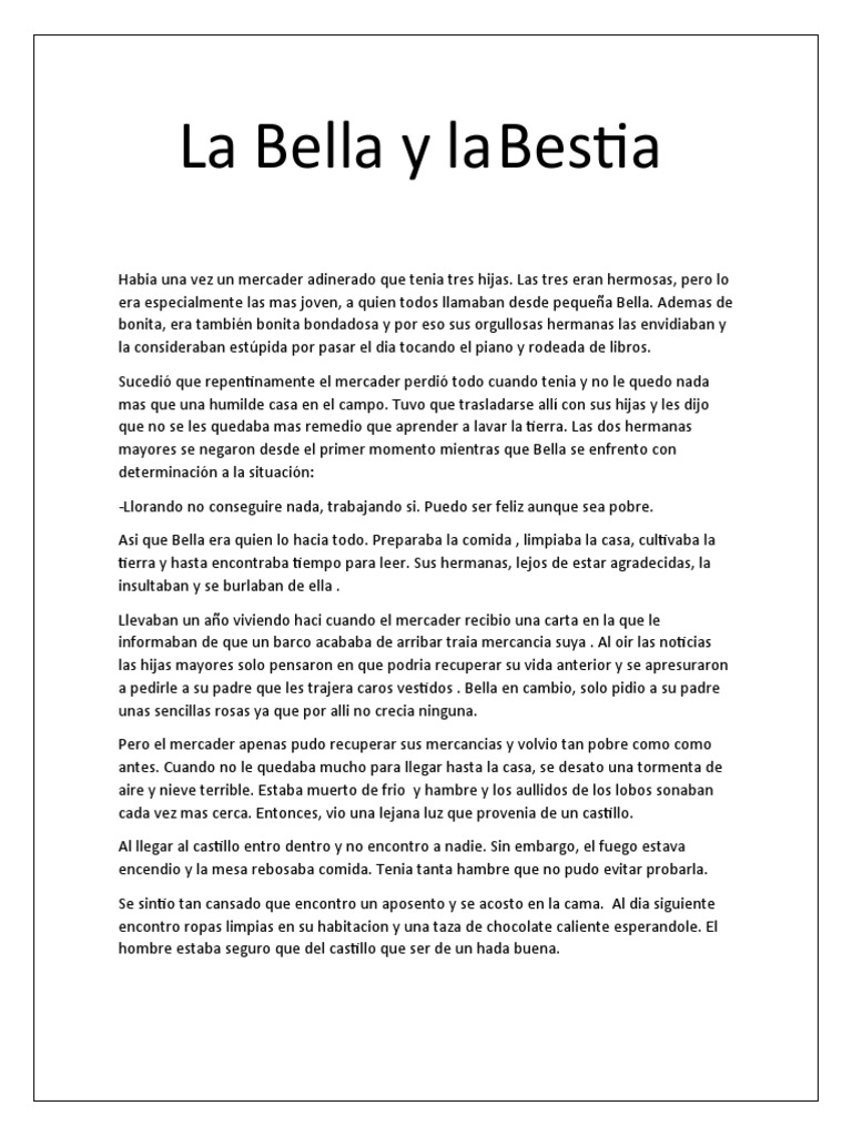 Cuento De La Bella Y La Bestia Pdf
