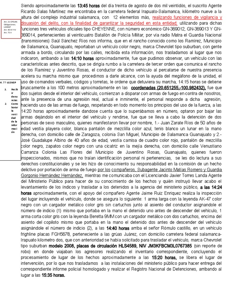 Narrativa de Los Hechos Iph | PDF