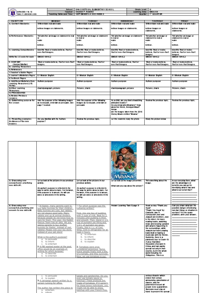 Grade 6 DLL ENGLISH 6 Q1 Week 3 | PDF | Dances | Learning