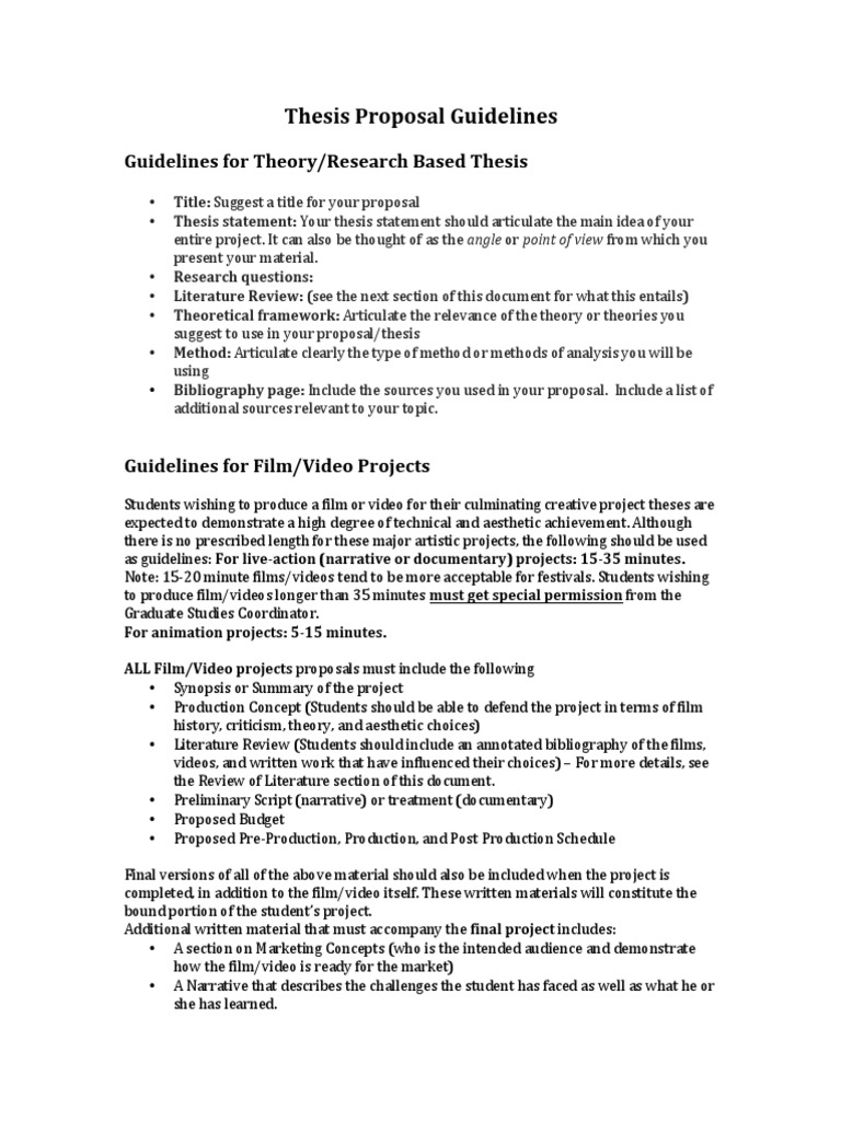 Thesis Proposal Guidelines Updated - 1 | PDF | Thesis | Screenplay