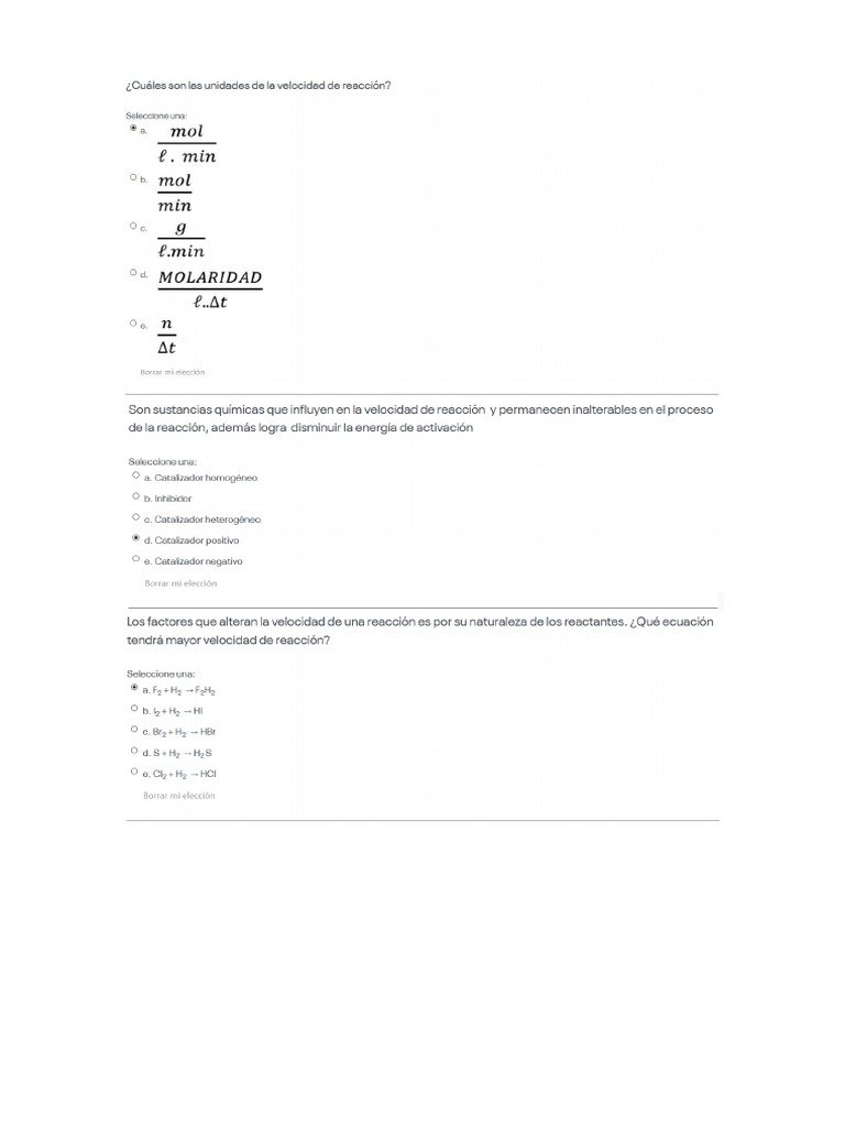 Autoevaluacion 3 - Quimica 2 | PDF