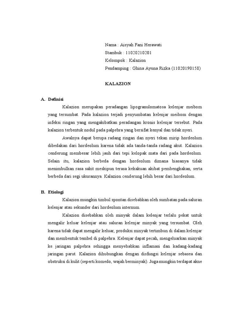 Penanganan dan Diagnosis Kalazion | PDF