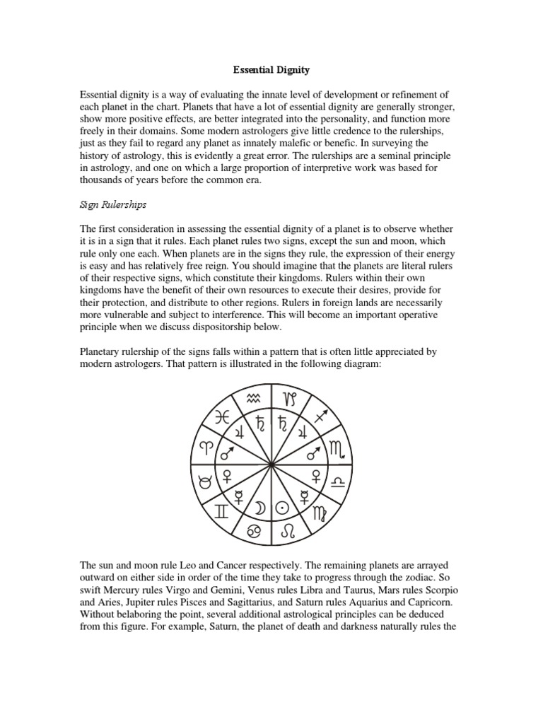 Essentia Dignity | PDF | Astrological Sign | Planets In Astrology