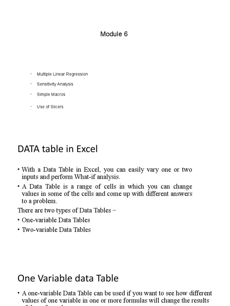 Module 6 - Excel | PDF | Regression Analysis | Dependent And ...