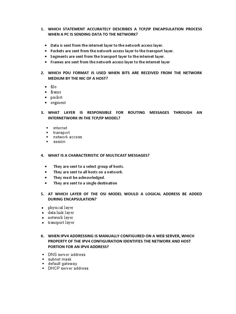 Examen 1-3 | PDF | Computer Network | Internet Protocol Suite