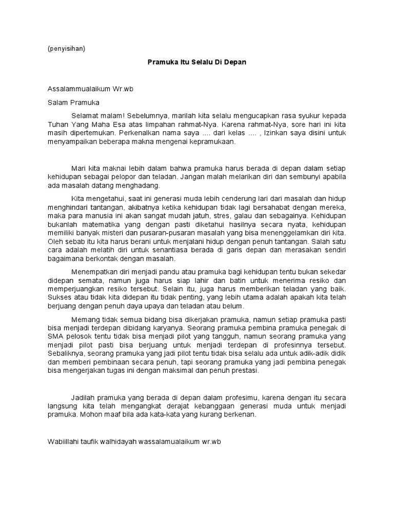 Teks Pidato Bahasa Indonesia - Ppta | PDF | Karier & Perkembangan