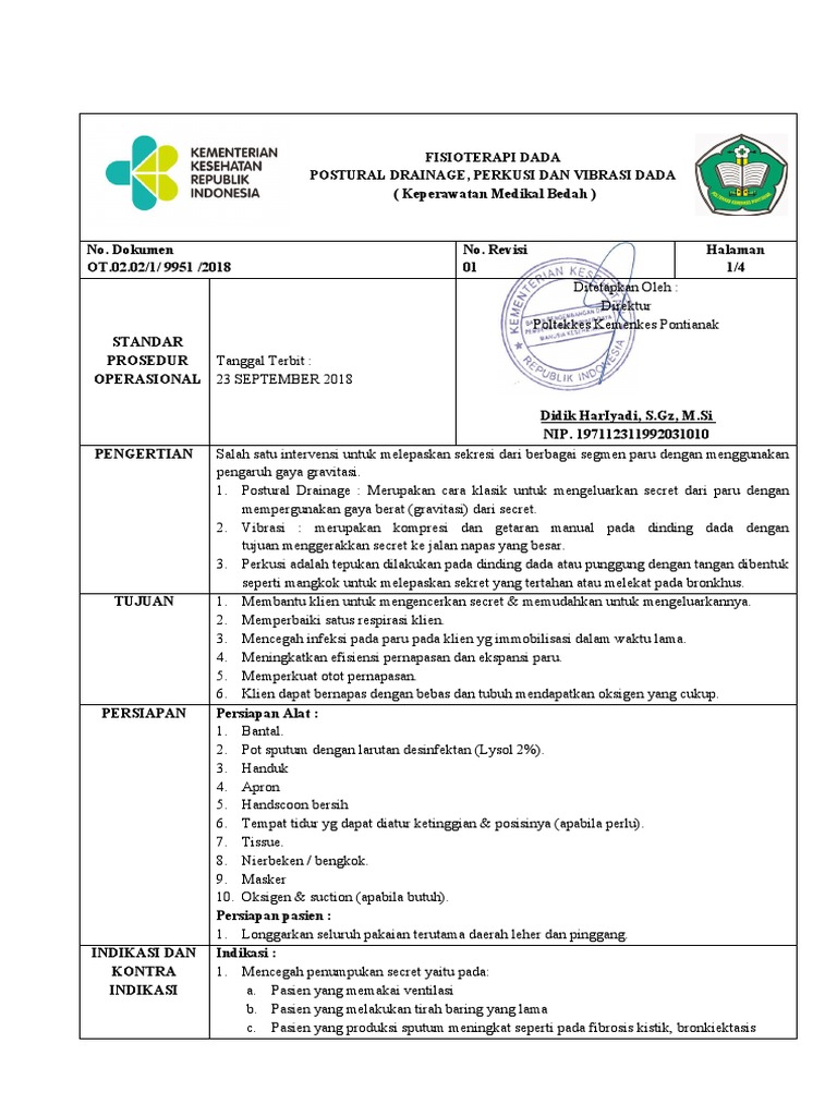 Sop Fisioterapi Dada 1 | PDF