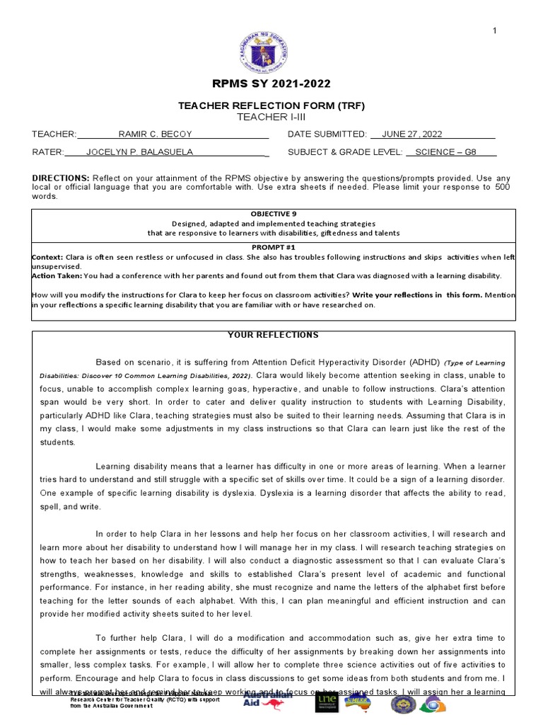COT TRF Science G8 - Food Chain | PDF | Learning Disability | Learning