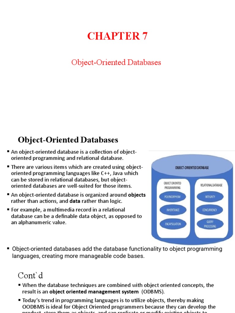 Adb Ch 7 Object Oriented Databse Pdf Class Computer Programming Databases 