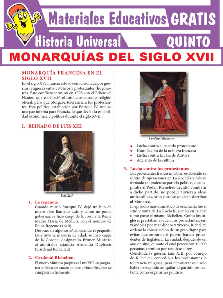 Monarquías Del Siglo XVII para Quinto Grado de Secundaria | PDF | Santo ...