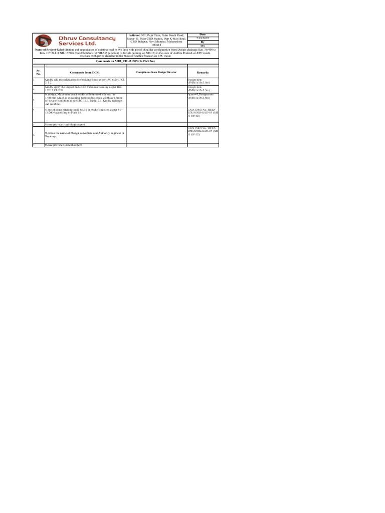 Comment Sheet-MNB - Ch-42+385 1x15x3.5m-19-7-22 | Descargar gratis PDF ...