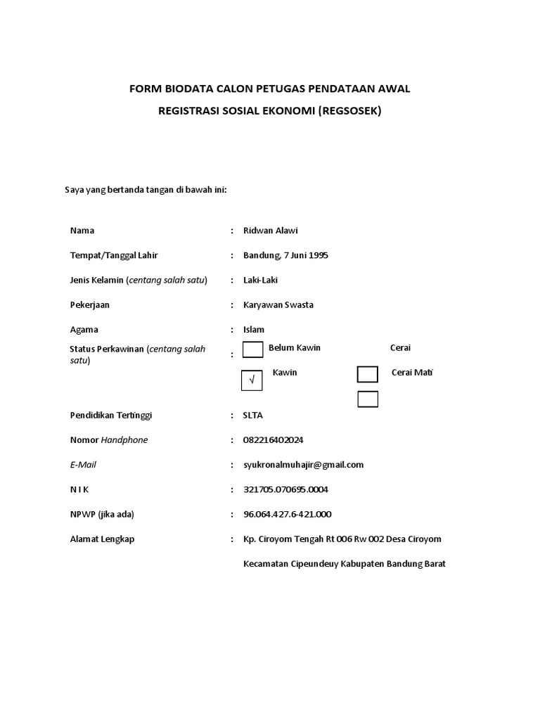 Biodata Petugas | PDF