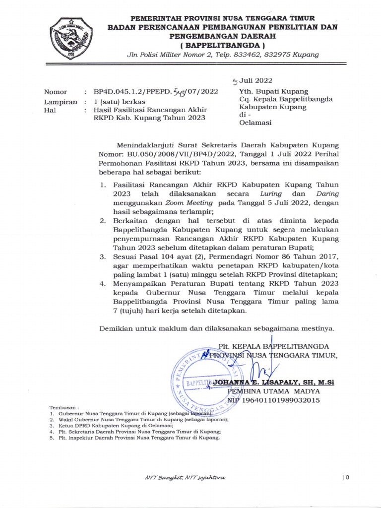 Catatan Fasilitasi RKPD Kab - Kupang | PDF