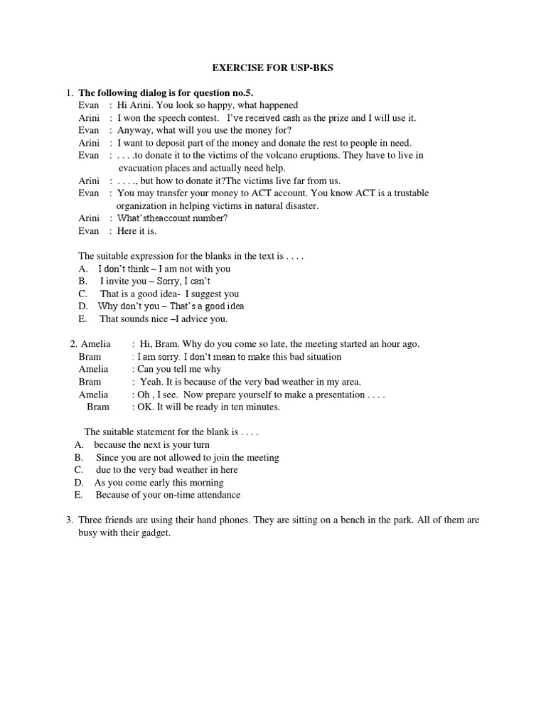 Exercise For Usp 12 Sma English | PDF | Tsunami | Earth Sciences