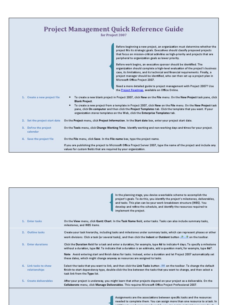 Project Management Quick Reference Guide | Download Free PDF | Computing | Software