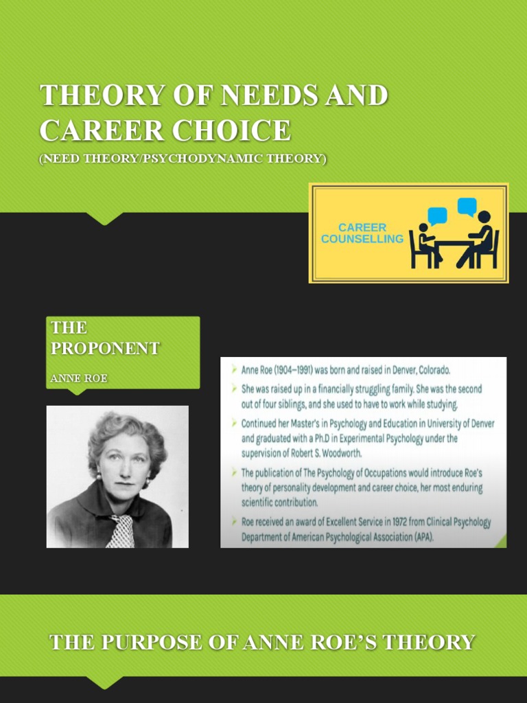 Anne Roe's Career Choice Theory | PDF | Parent | Motivation