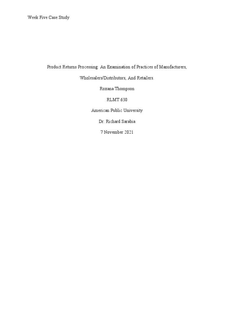 Reverse Logistics Insights | PDF | Logistics | Hypothesis