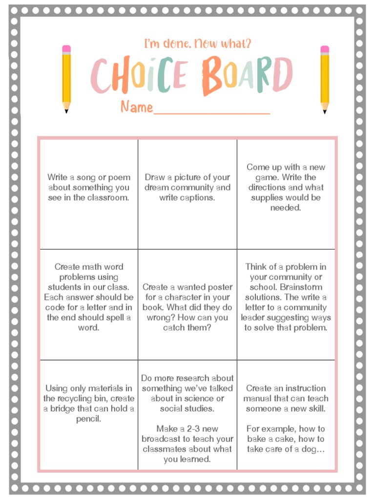 Gifted Education Choice Board | PDF
