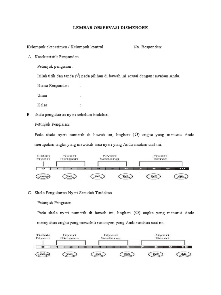 Lembar Observasi Dismenore | PDF