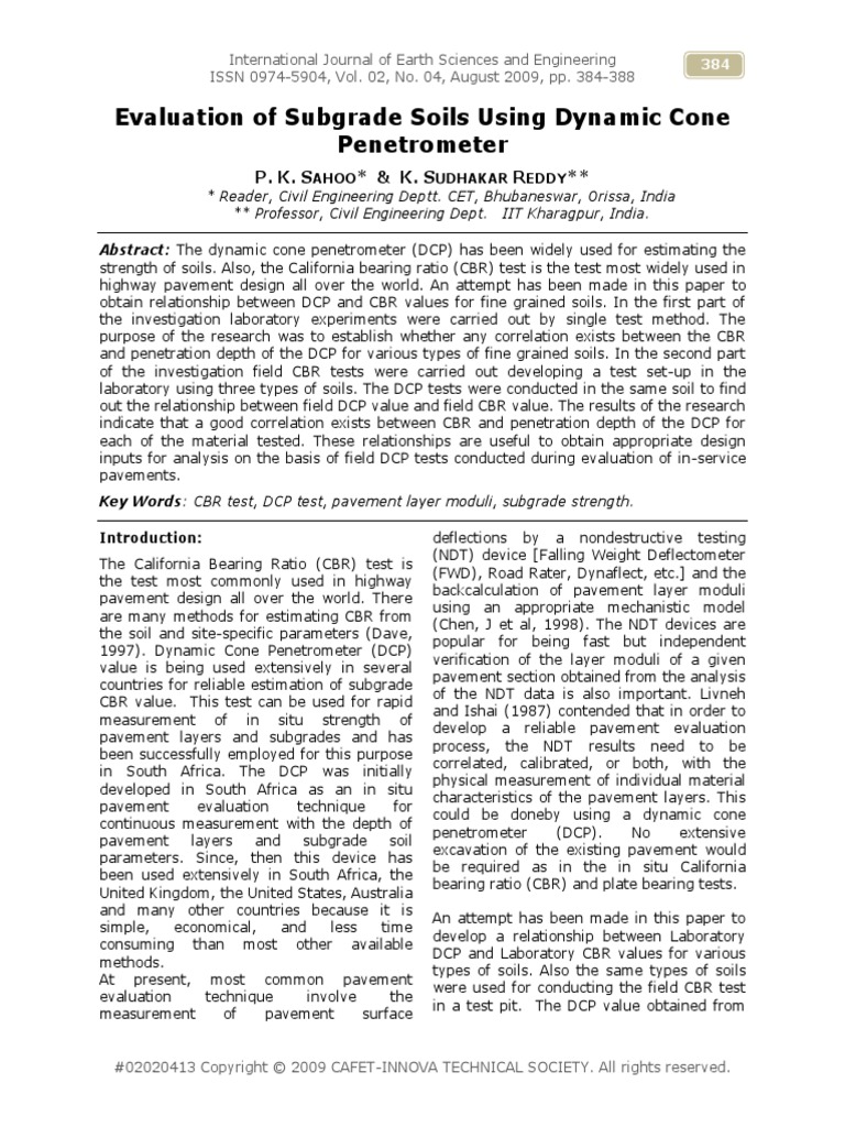 Dynamic Cone Penetration Test | PDF | Civil Engineering