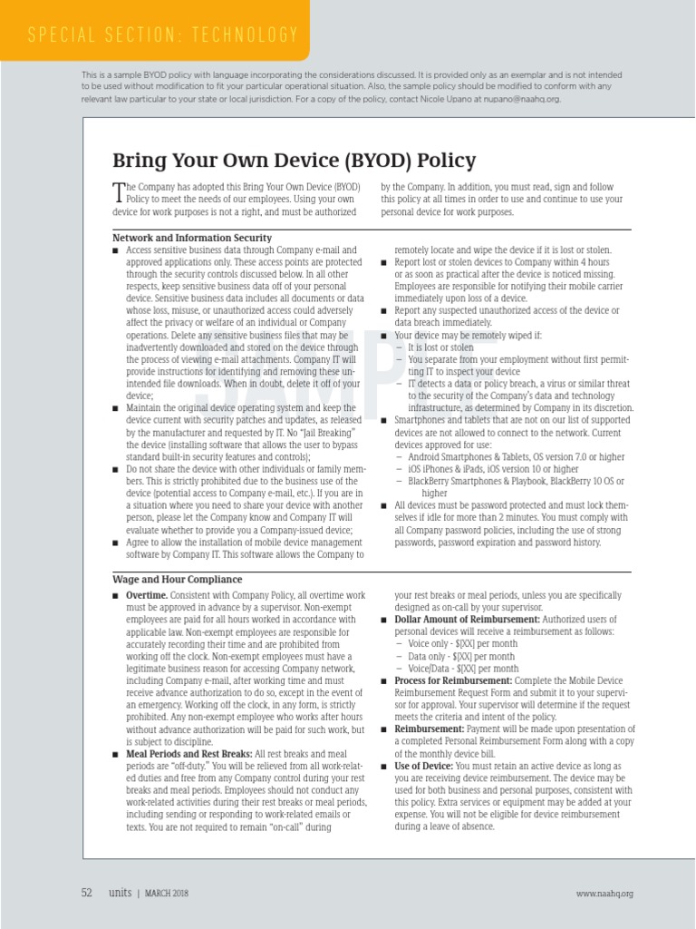 Byod Policy Sample | PDF | Computer Security | Security
