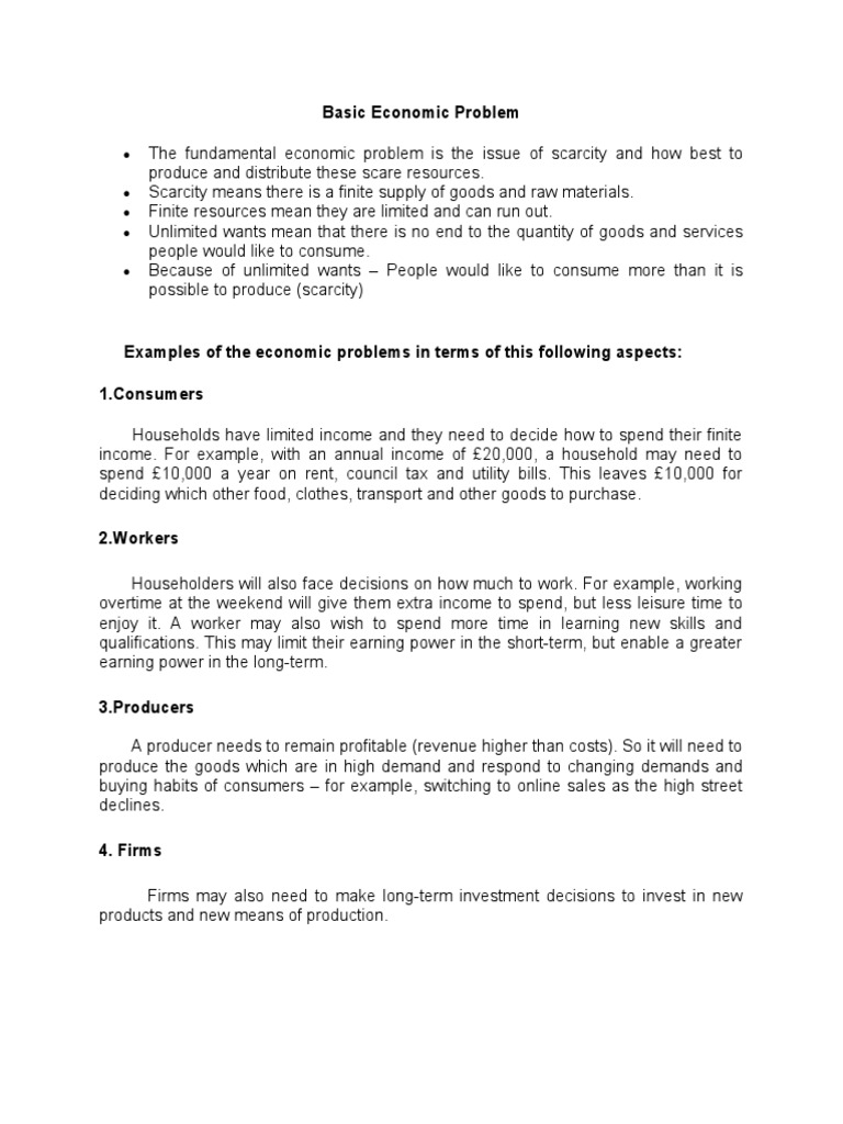 Basic Economic Problem | PDF | Economic System | Market (Economics)