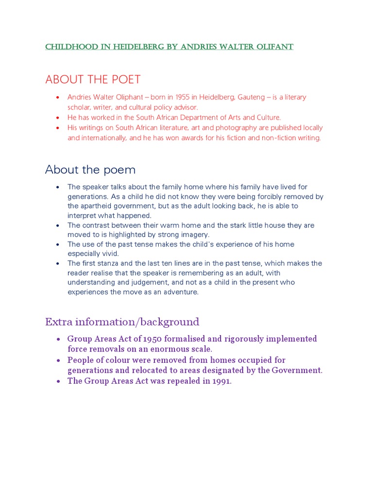 Childhood in Heidelberg by Andries Walter Olifant | PDF