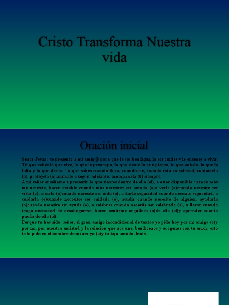 Cristo Transforma Nuestra Vida | PDF | Amor | Jesús