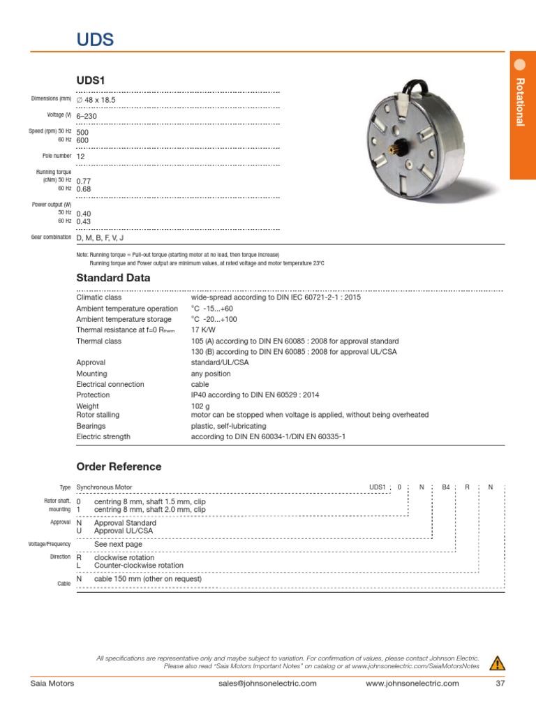 UDS-motor Datasheet | PDF | Electric Motor | Electric Power