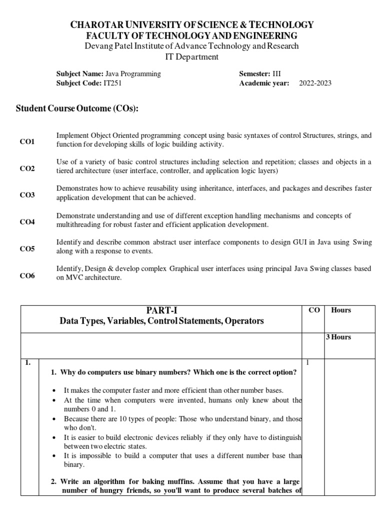 Java Programming Course Outcomes and Student Assignment Solutions | PDF | Class (Computer ...