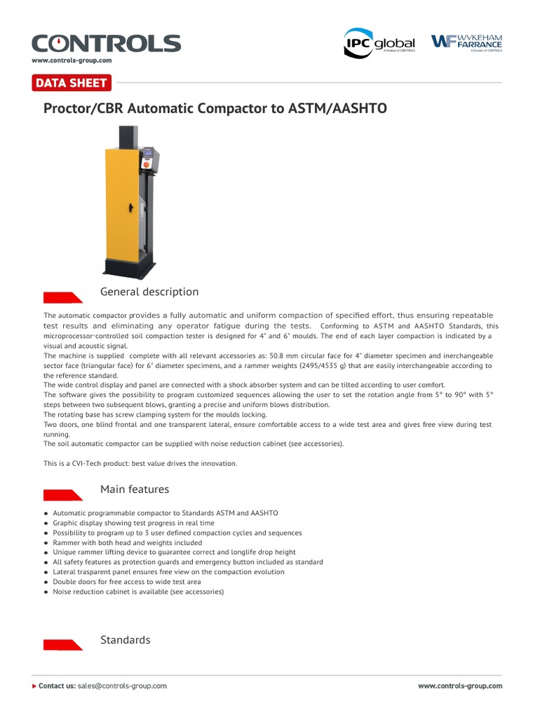 Proctor/CBR Automatic Soil Compactor | PDF | Manufactured Goods